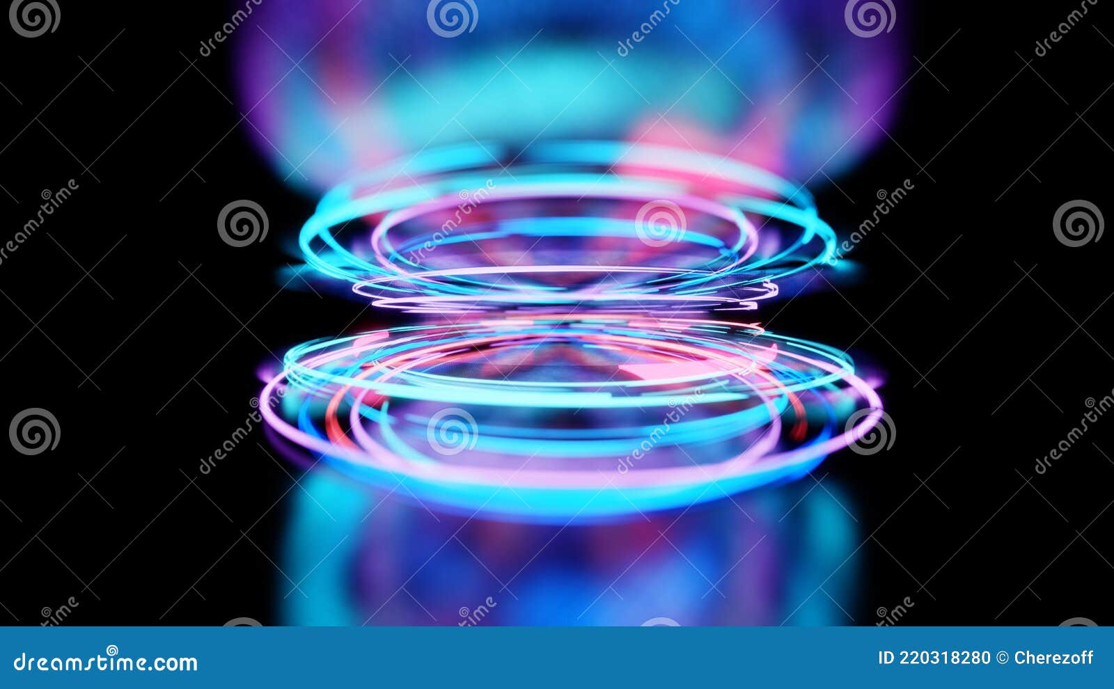 3d Render, Glowing Lines, Reflection, Abstract Background Stock ...