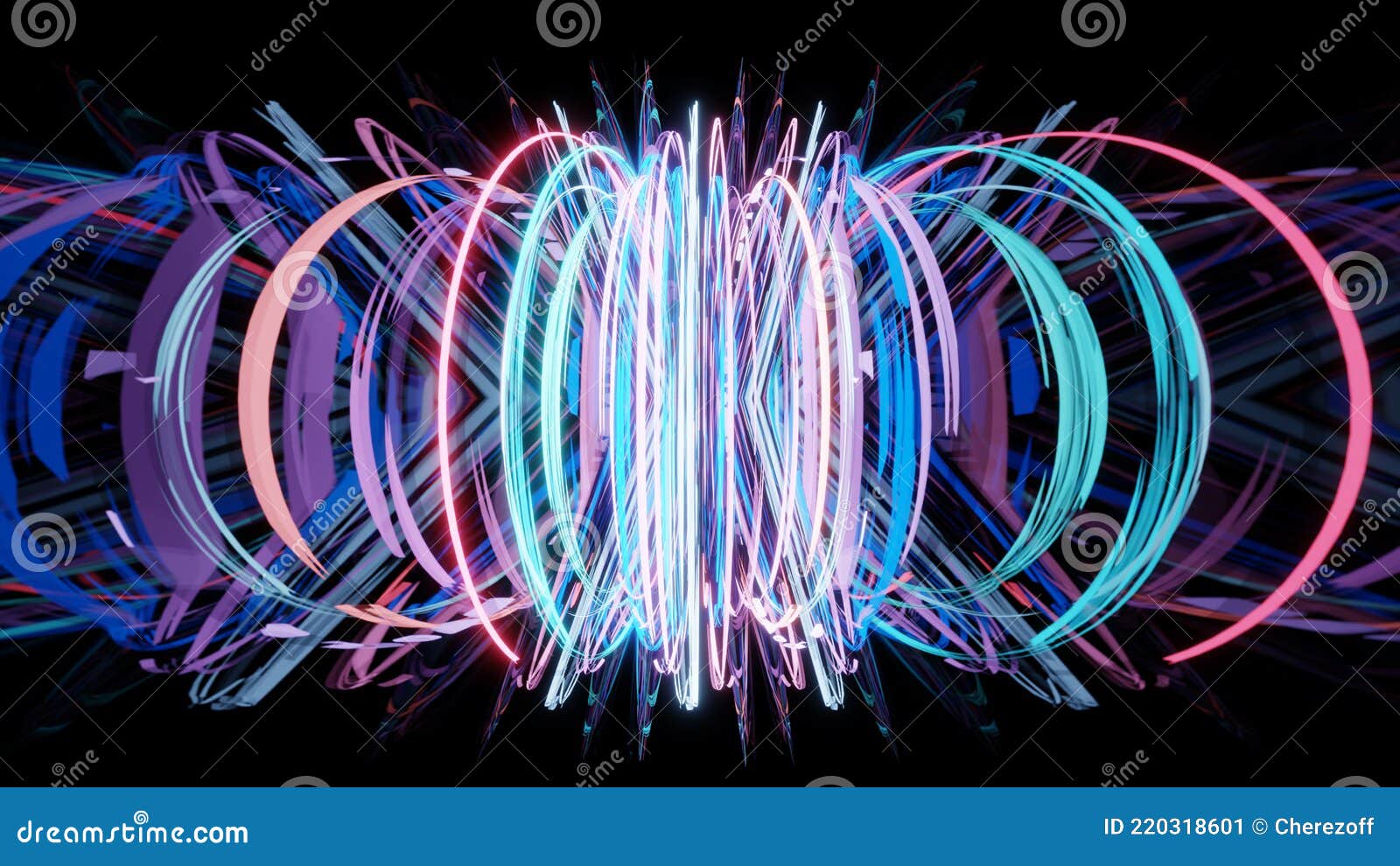 3d Render, Glowing Lines, Reflection, Abstract Background Stock ...