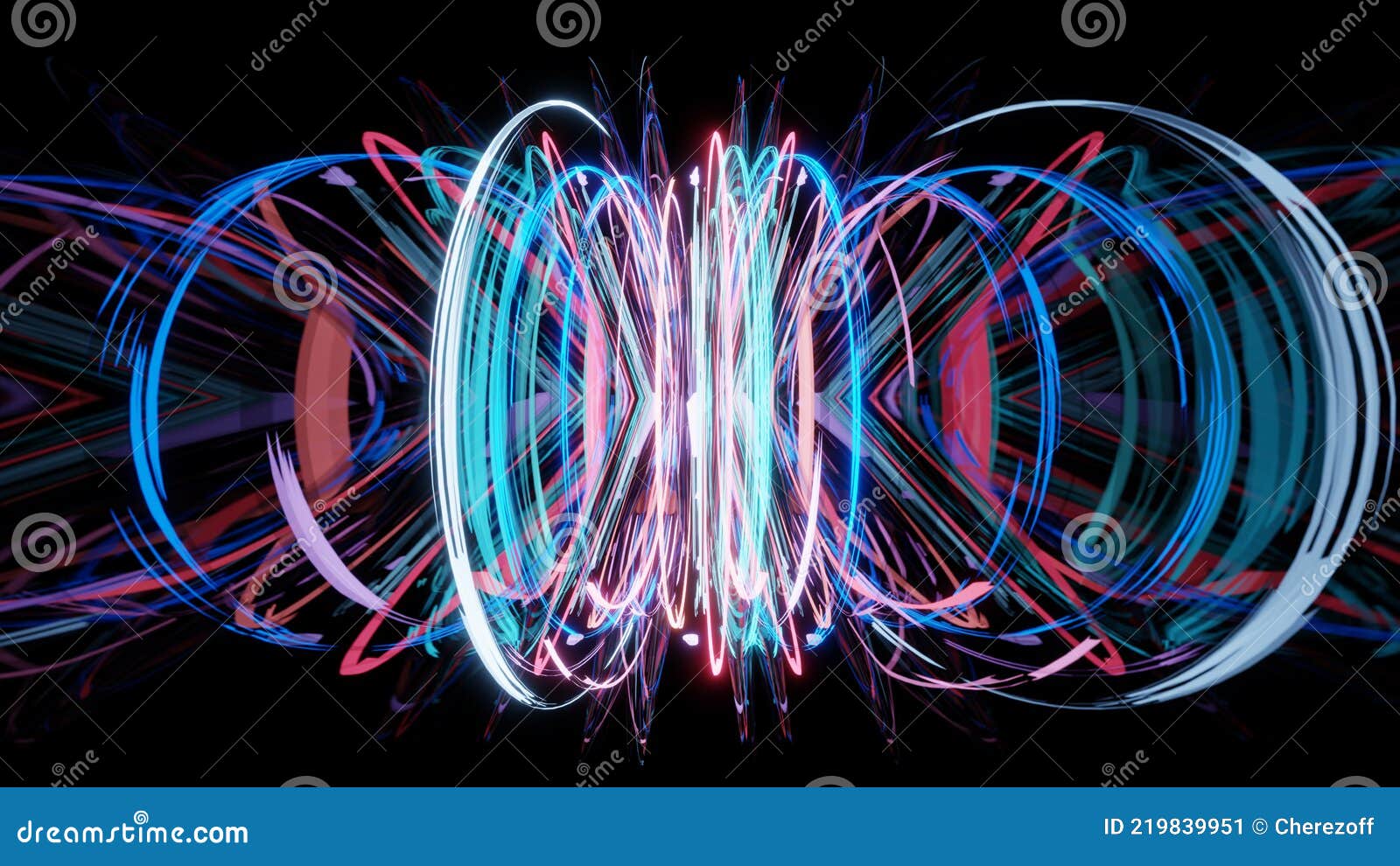 3d Render, Glowing Lines, Reflection, Abstract Background Stock ...