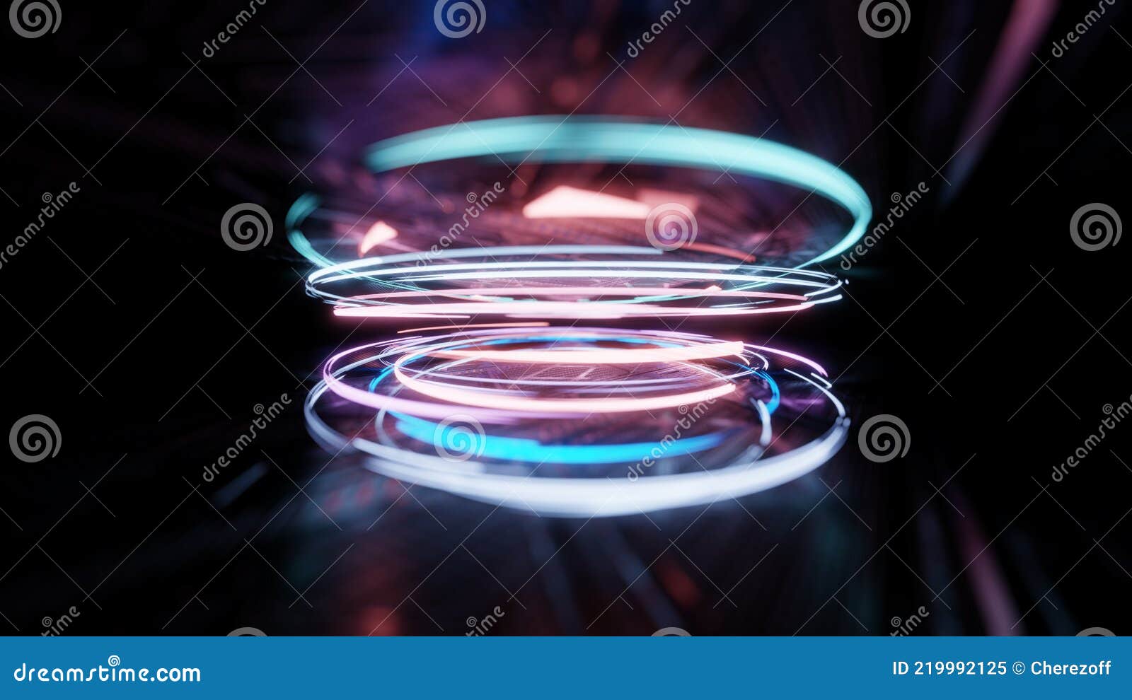 3d Render, Glowing Lines, Reflection, Abstract Background Stock ...
