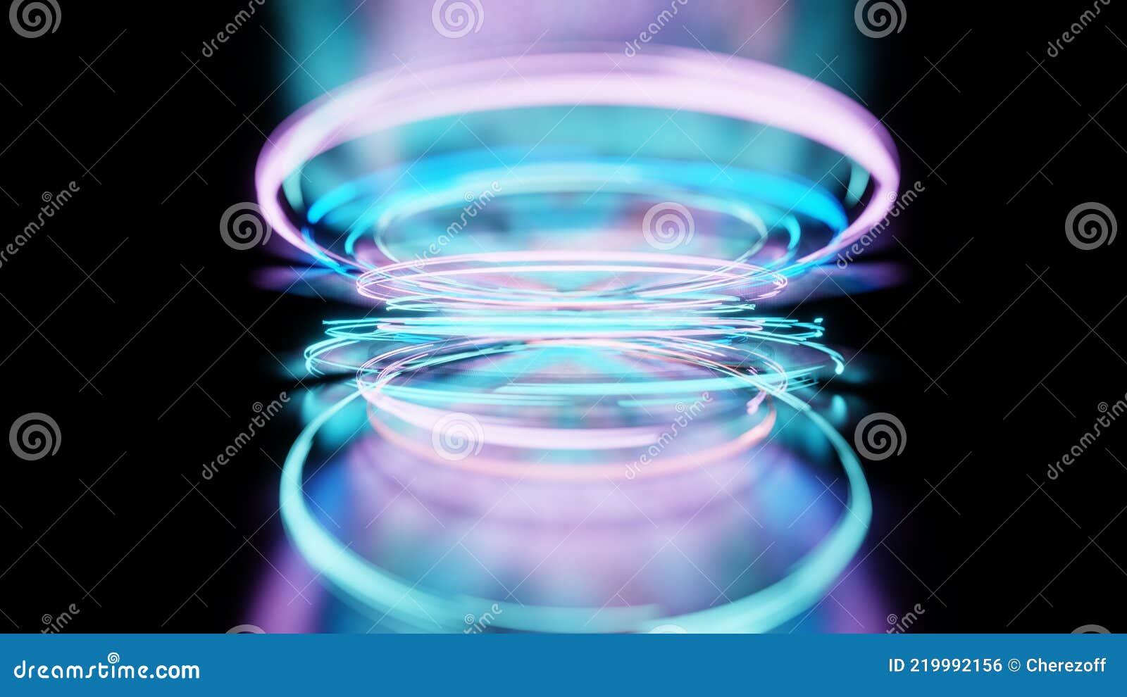 3d Render, Glowing Lines, Reflection, Abstract Background Stock ...