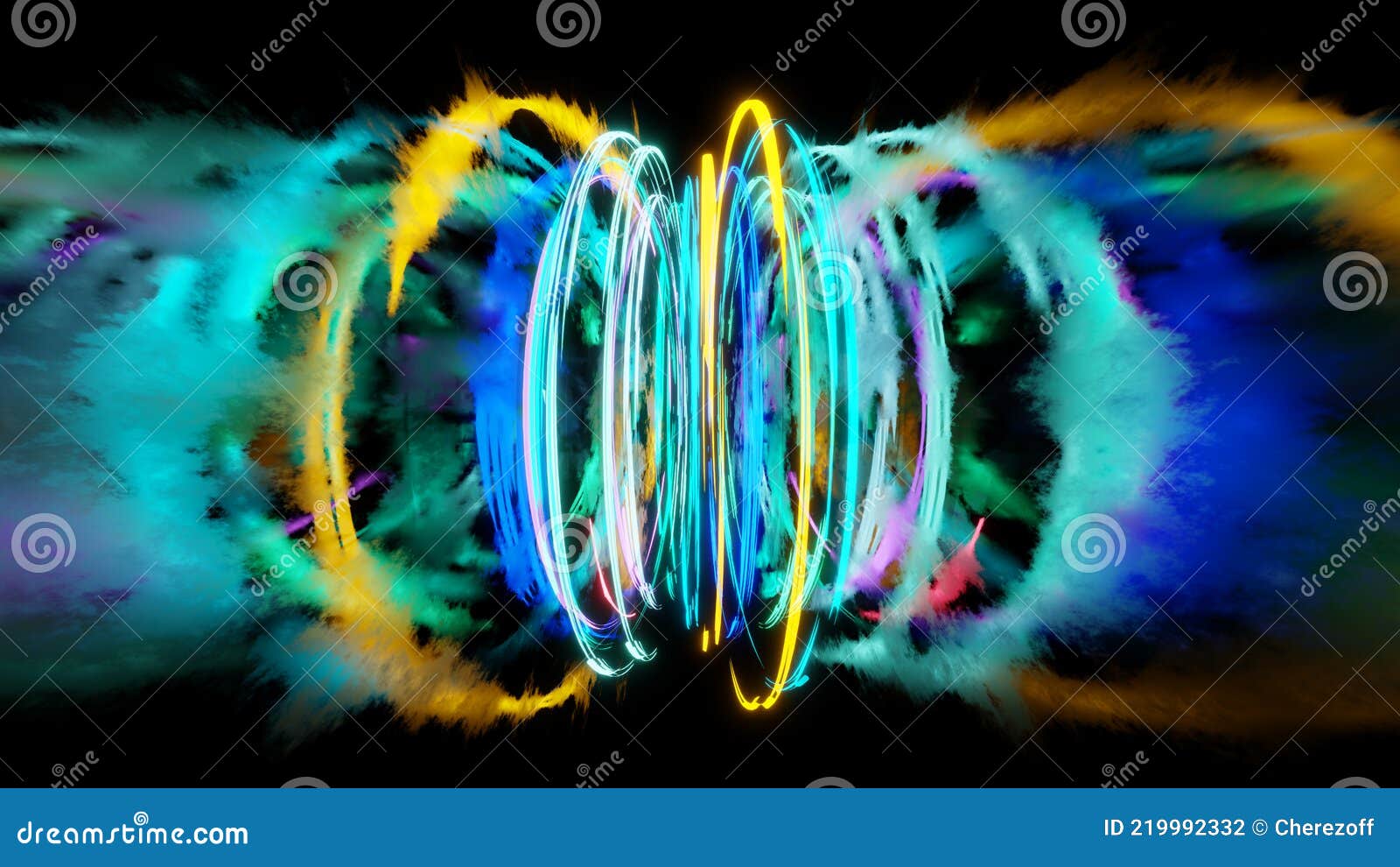 3d Render, Glowing Lines, Reflection, Abstract Background Stock ...
