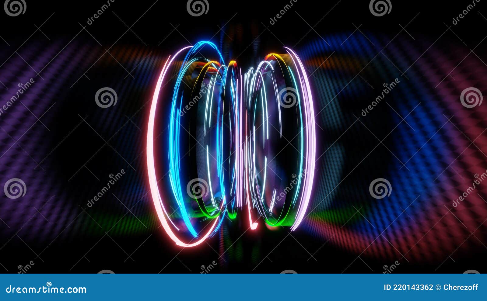 3d Render, Glowing Lines, Reflection, Abstract Background Stock ...