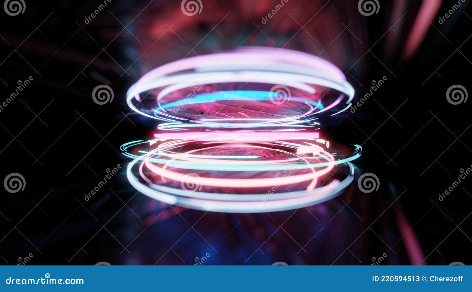 3d Render, Glowing Lines, Reflection, Abstract Background Stock ...