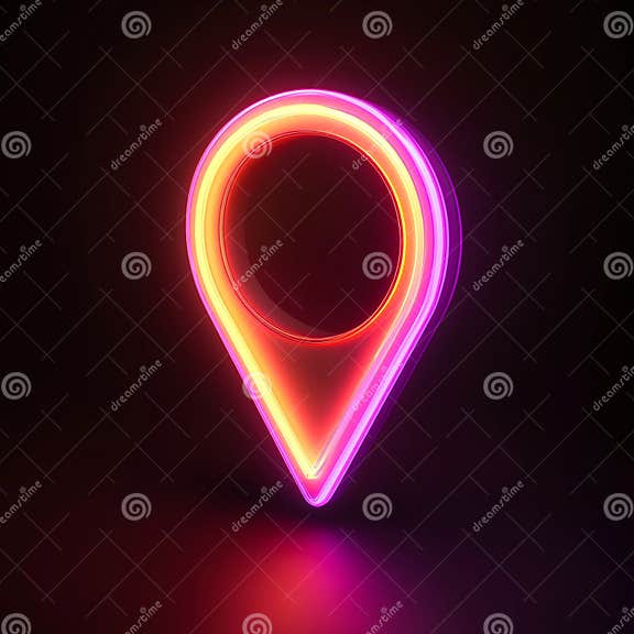 3D Render of a Glowing Location Pin with Orange and Violet Gradient ...
