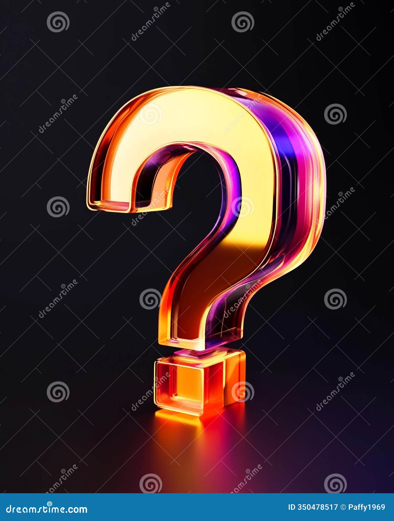 3D Render of a Glowing Question Mark with Orange and Violet Gradient ...