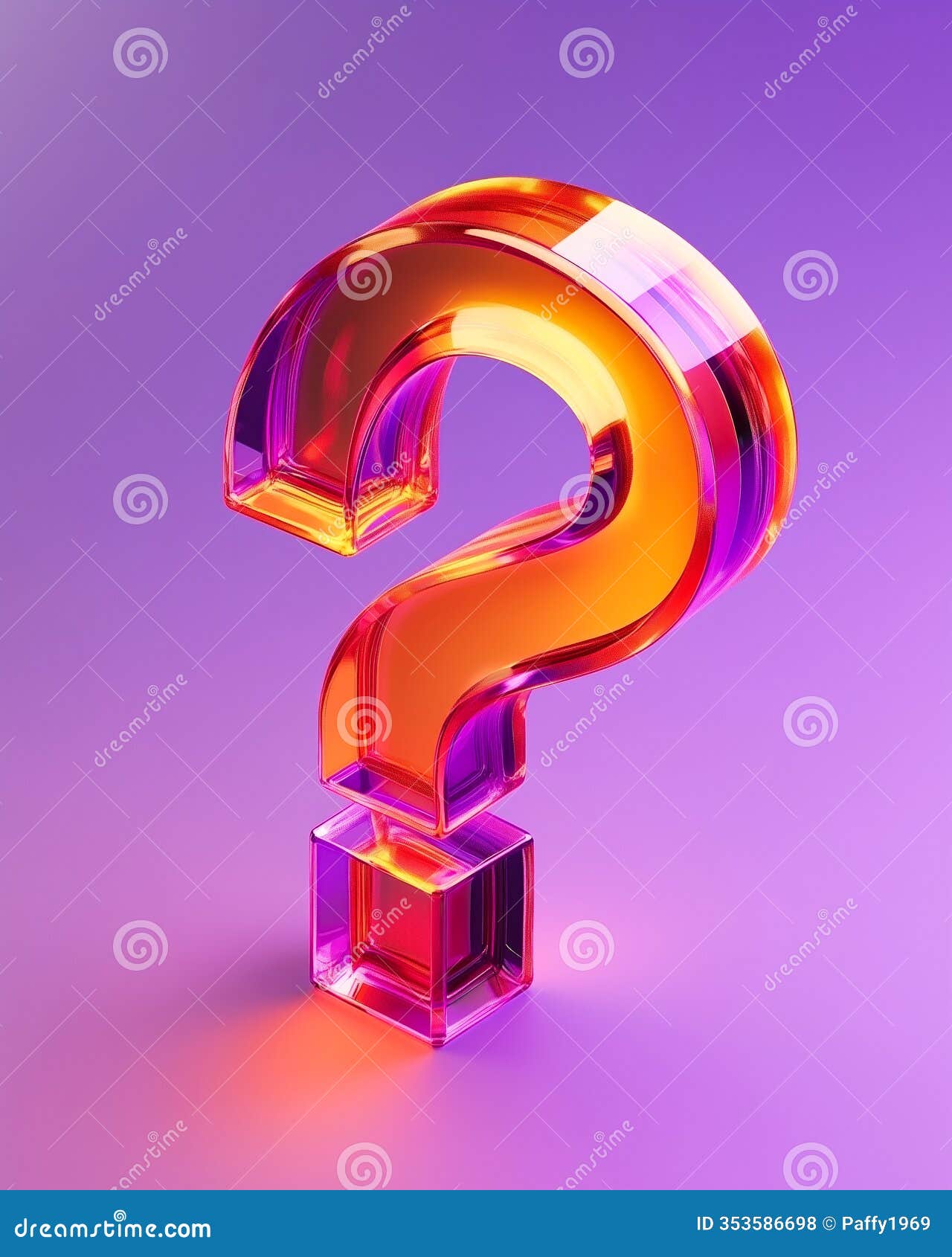 3D Render of a Glowing Question Mark with Orange and Violet Gradient ...