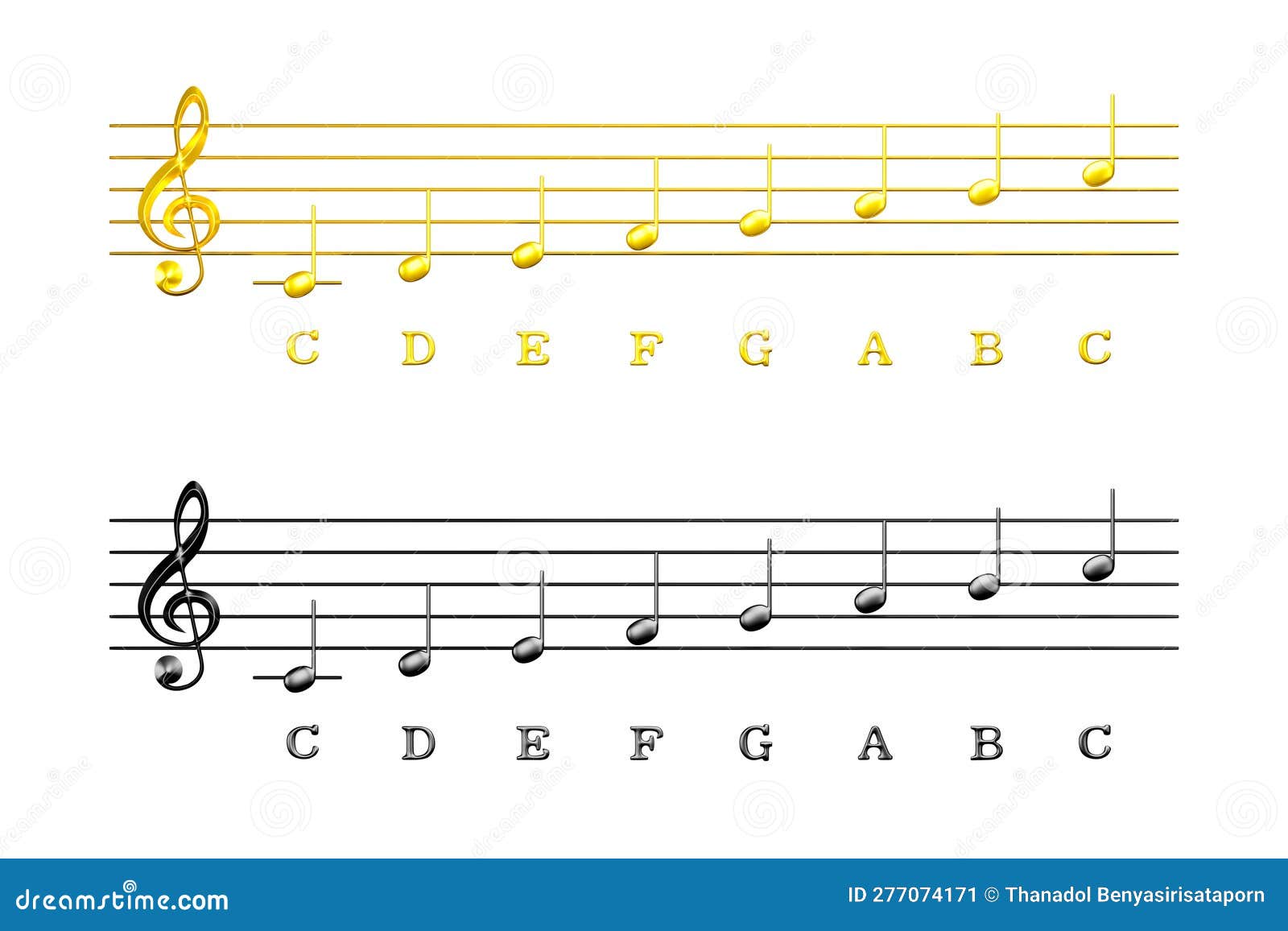 3d Render Gold and Black Music Note Symbol Isolated on White Background ...