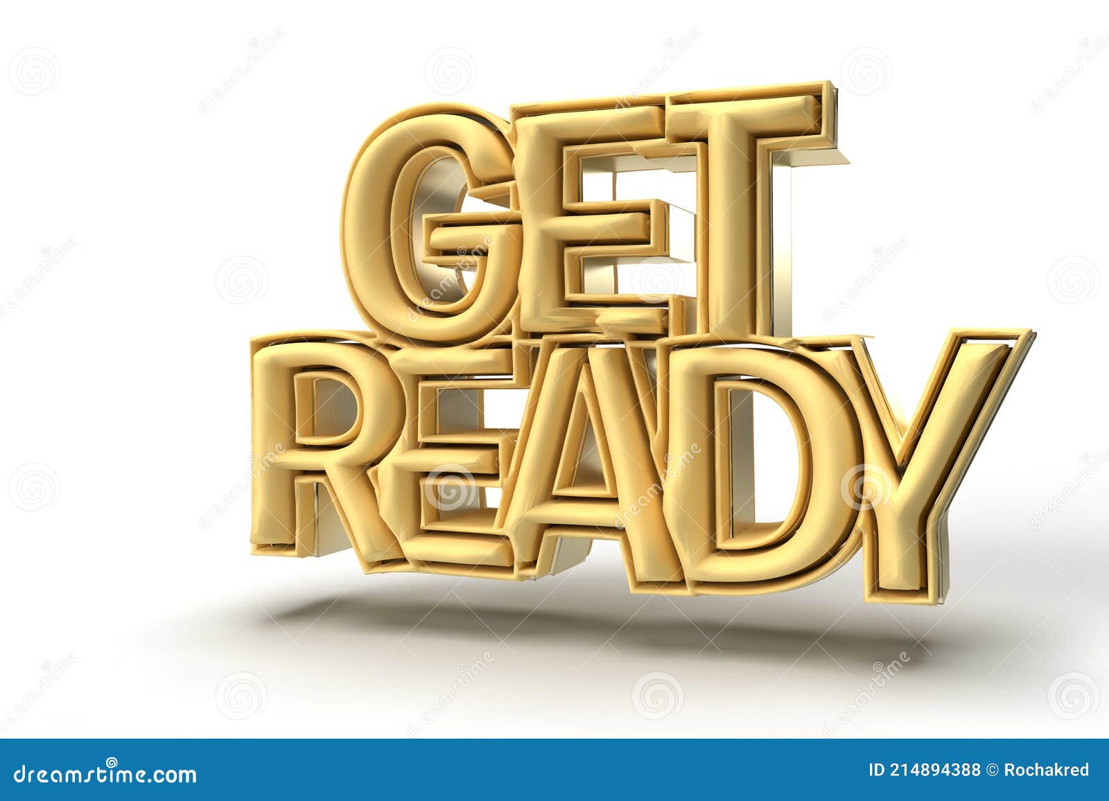 3D Render Gold Font Get Ready Text Element. Digital 3d Illustration ...