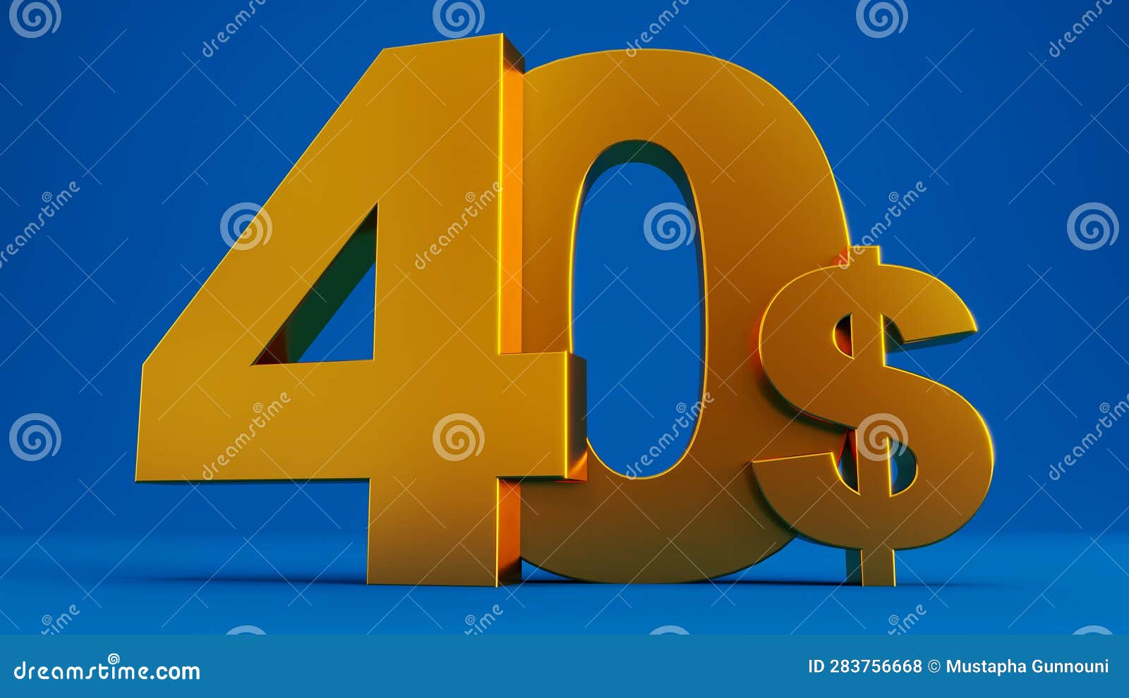 Gold Forty Dollars on Blue Background, Golden 40 Dollars Stock ...