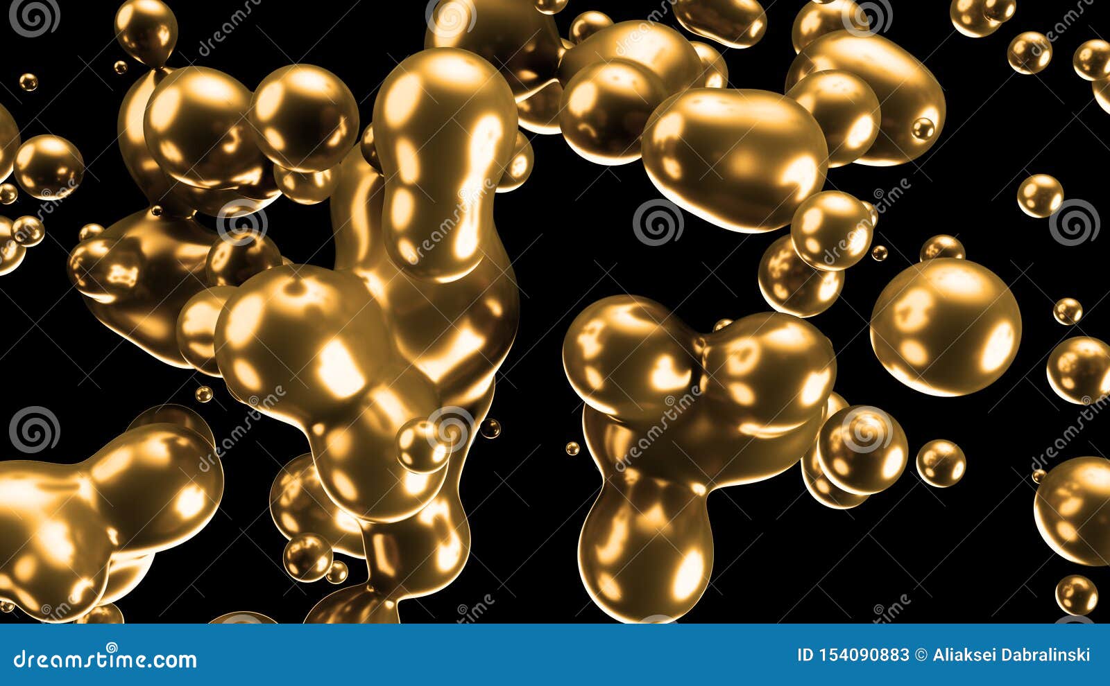 3d Render Gold Motion Minimal Art Liquid Background Stock Illustration ...