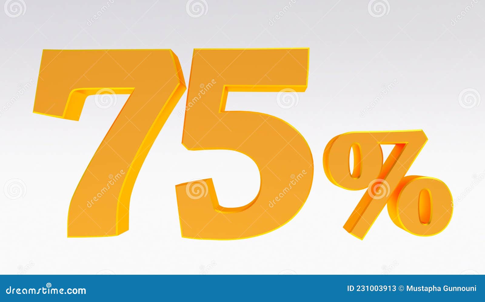 Gold 75 Percent Isolated on White Background, Golden Seventy Five ...