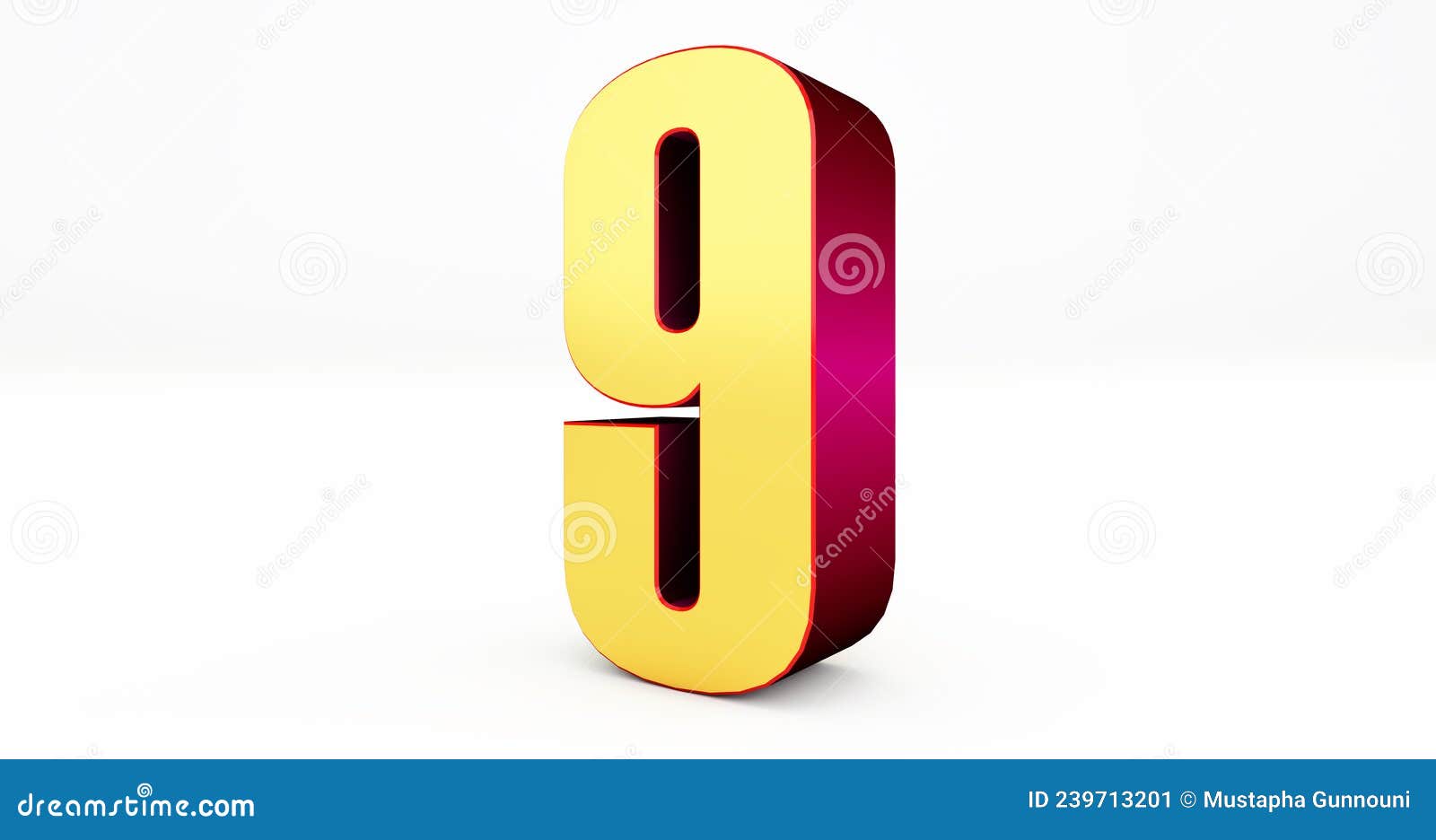 Gold and Red Number Nine Isolated on White Background, Number 9 Stock ...