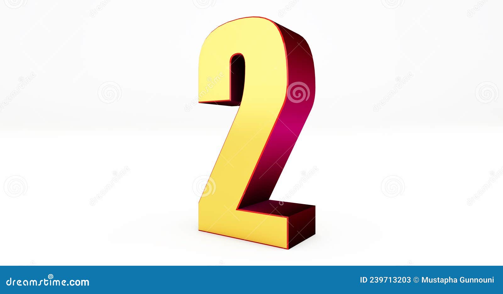 Gold and Red Number Two Isolated on White Background, Number 2 Stock ...