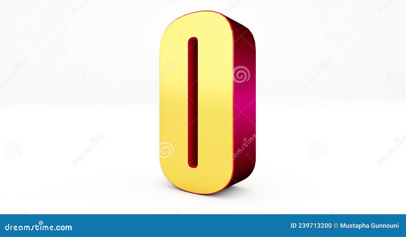 Gold and Red Number Zero Isolated on White Background, Number 0 Stock ...