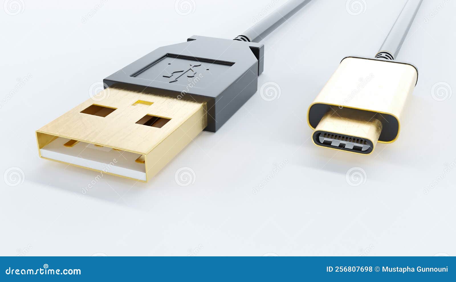Gold Usb Cable Isolated on White Background, USB Type C Stock ...