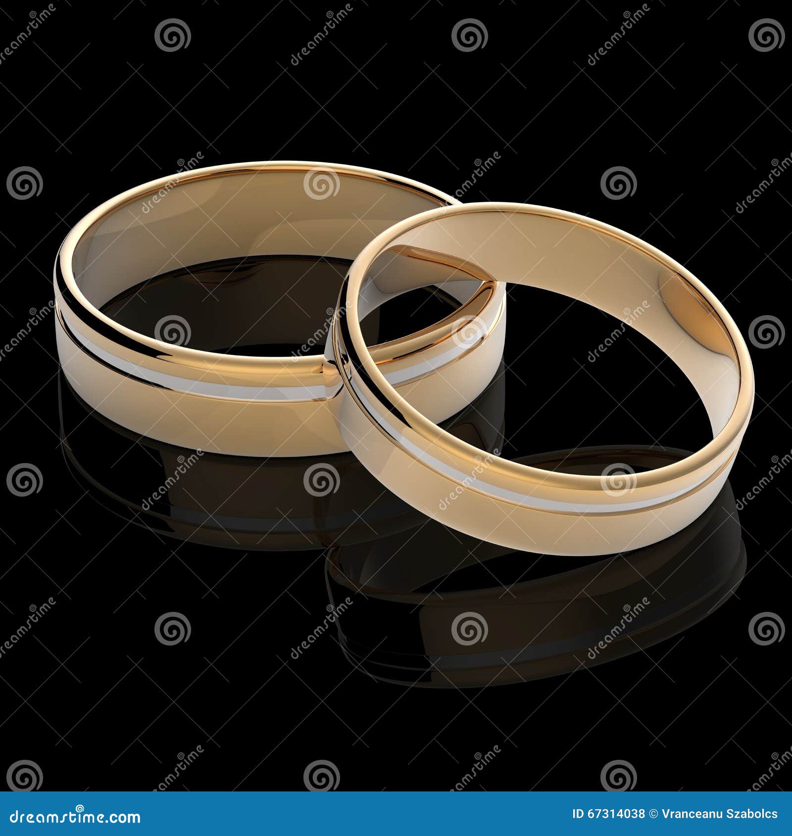 3D Render of Gold Wedding Rings Stock Illustration - Illustration of ...