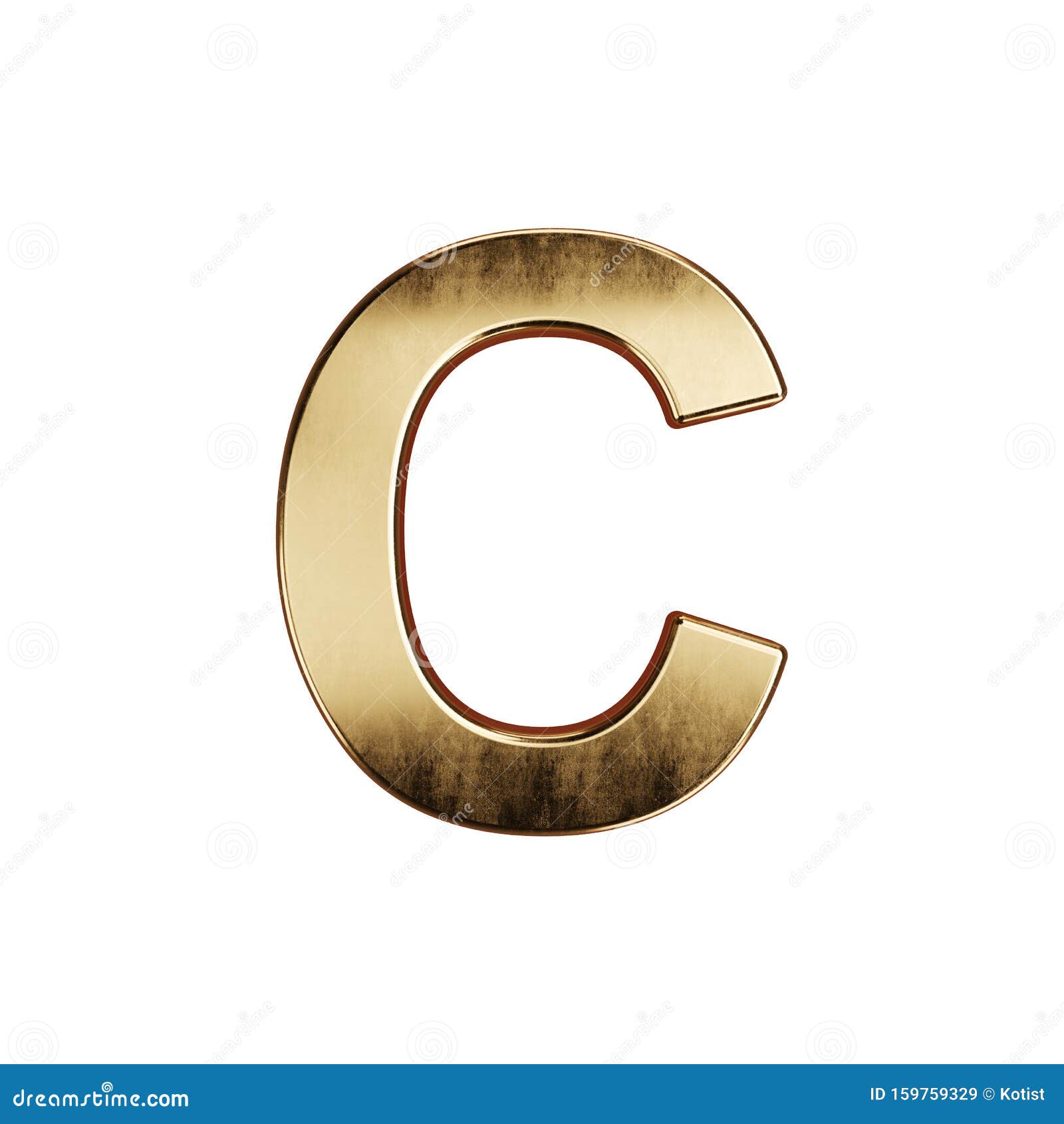 3d Render of Golden Alphabet Letter Simbol - C Stock Illustration ...