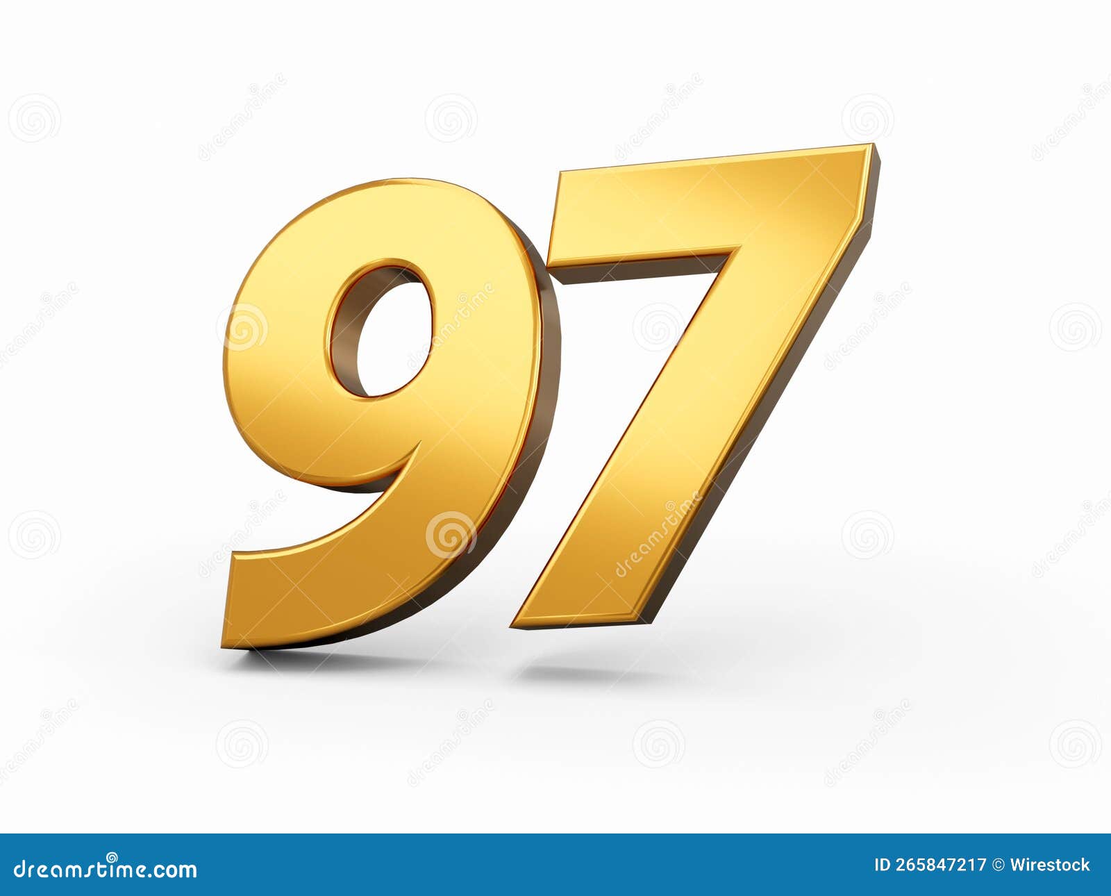 3D Render of Golden 97 Digits Isolated on a White Background Stock ...