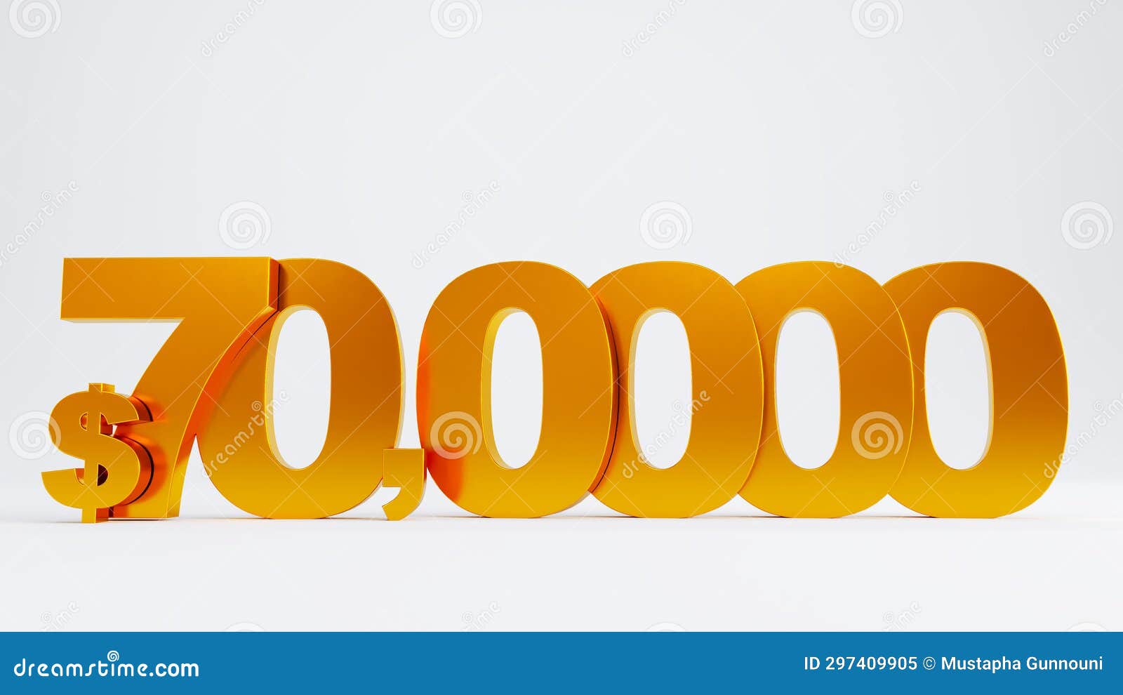 Golden 700k or Seven Hundred Thousand Dollars Isolated on White ...