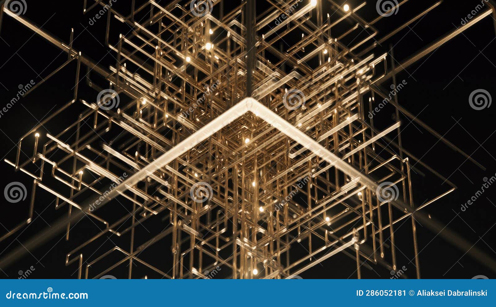 3d Render Golden Labyrinth with Neon Fire Rages in Gatsby Style Stock ...