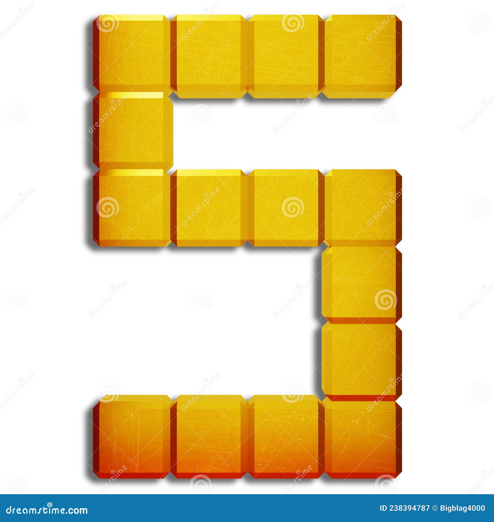 3D Render.Golden Scratched Number Isolated on White Background. Stock ...