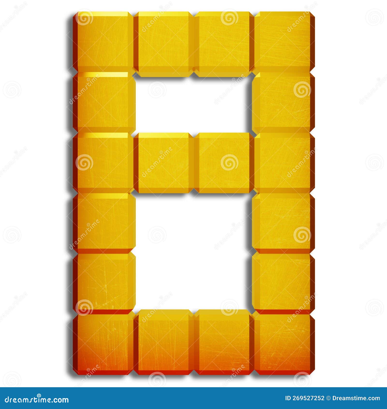 3D Render.Golden Scratched Number Isolated on White Background. Stock ...