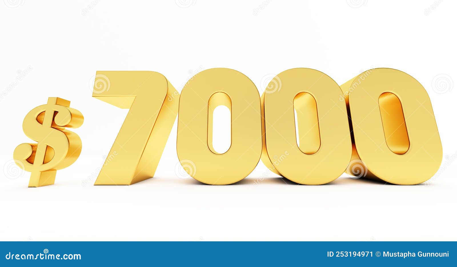 Golden Seven Hundred Thousand Dollars Isolaed On White Background, Gold ...