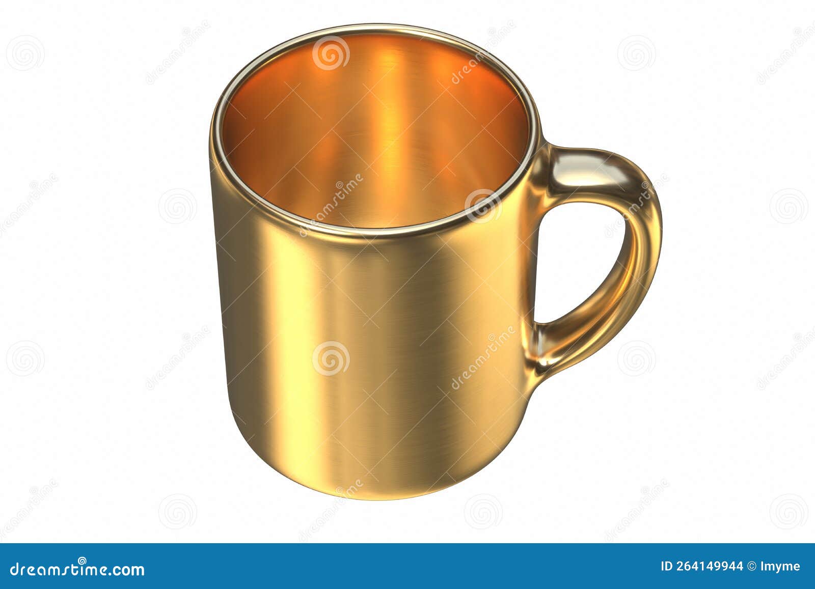 3D Render of Golden Tea Cup Isolated on White Stock Illustration ...