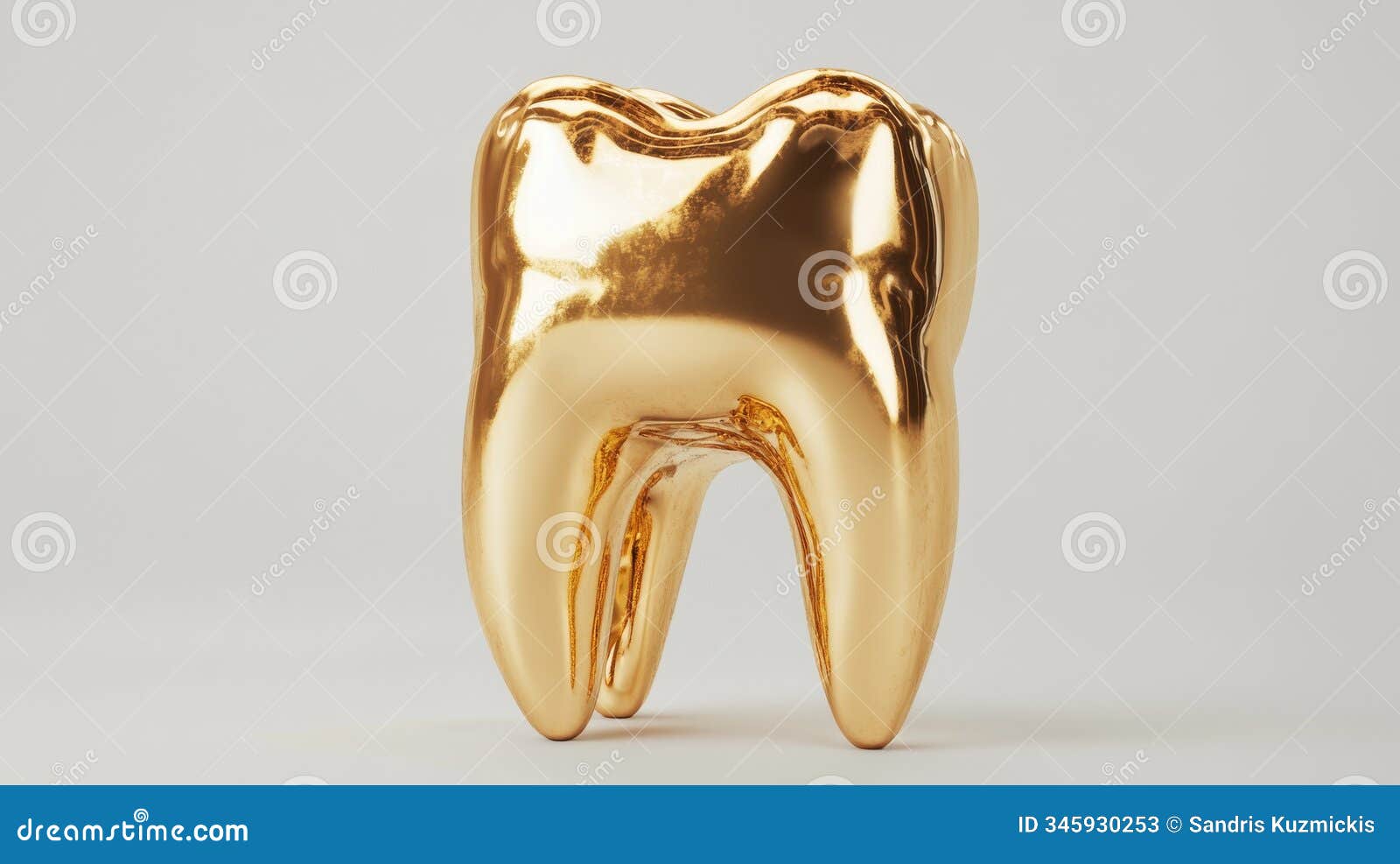 3D Render of a Golden Tooth on a White Background. Generative AI Stock ...