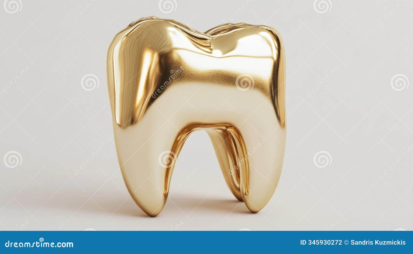 3D Render of a Golden Tooth on a White Background. Generative AI Stock ...