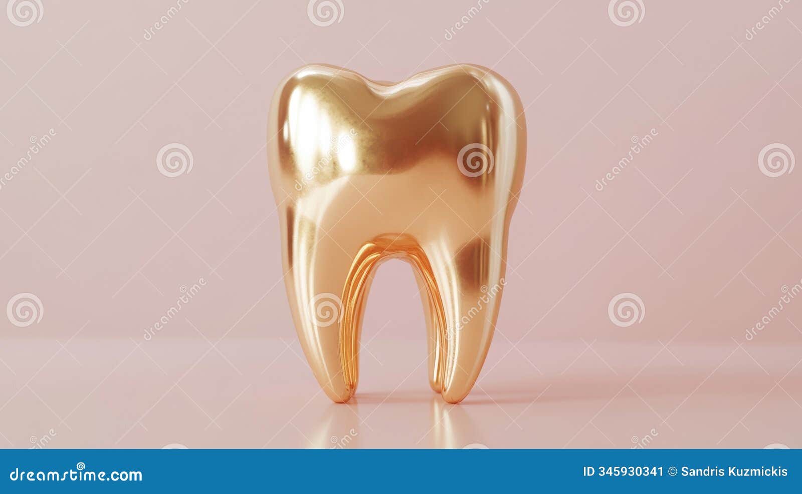 3D Render of a Golden Tooth on a White Background. Generative AI Stock ...