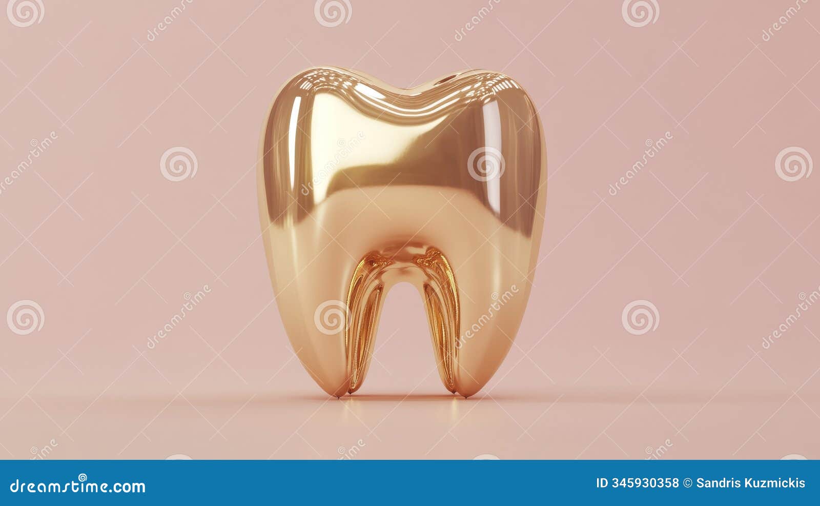 3D Render of a Golden Tooth on a White Background. Generative AI Stock ...