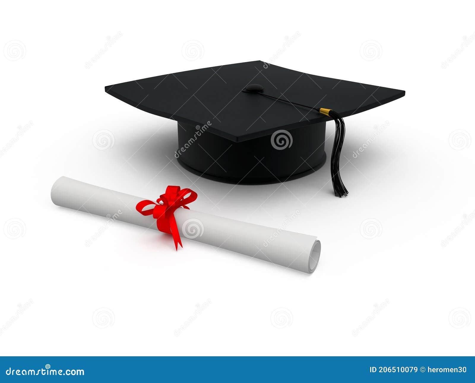 3D Render Of Graduation Cap On Class Of 2025 On White Background Stock ...