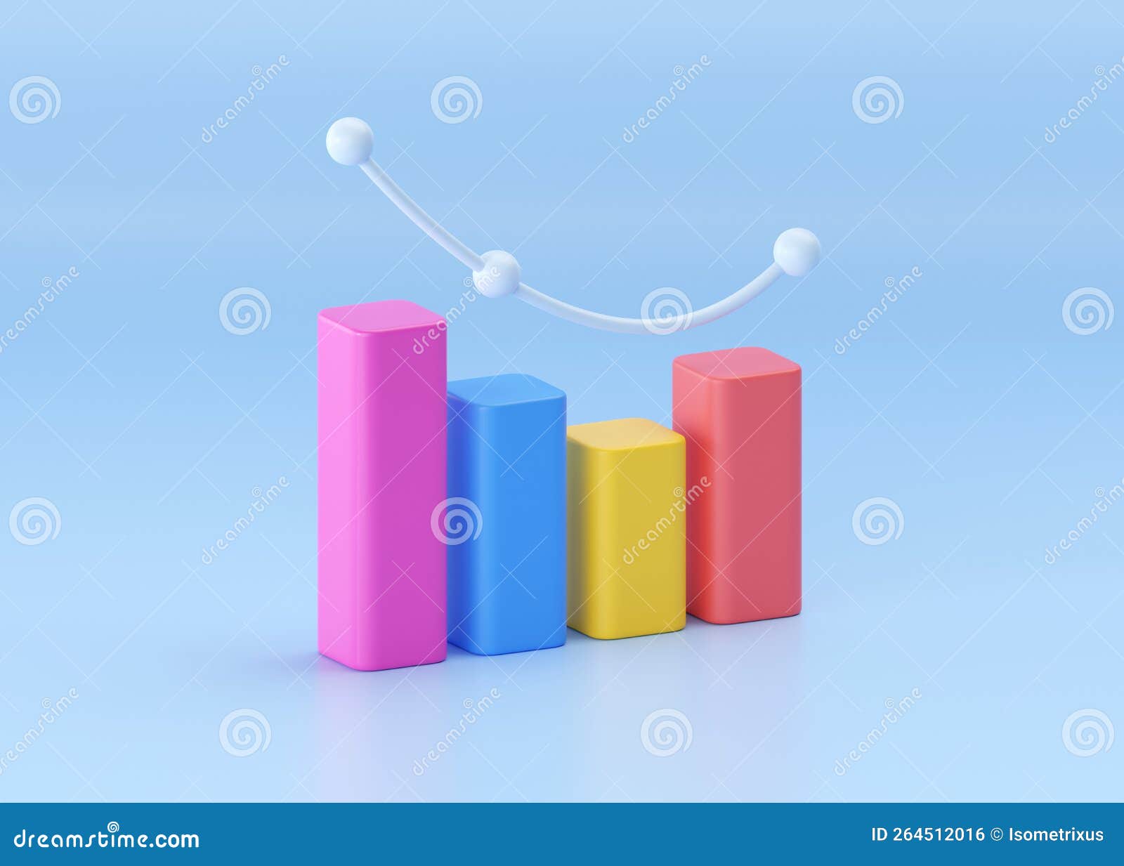 3d Render Graph Illustration - Digital Diagram, Financial Stats and ...