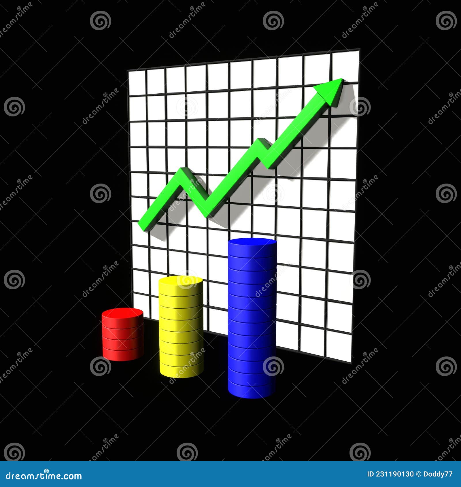 3d Render Graphic Chart Model Illustration Stock Illustration ...
