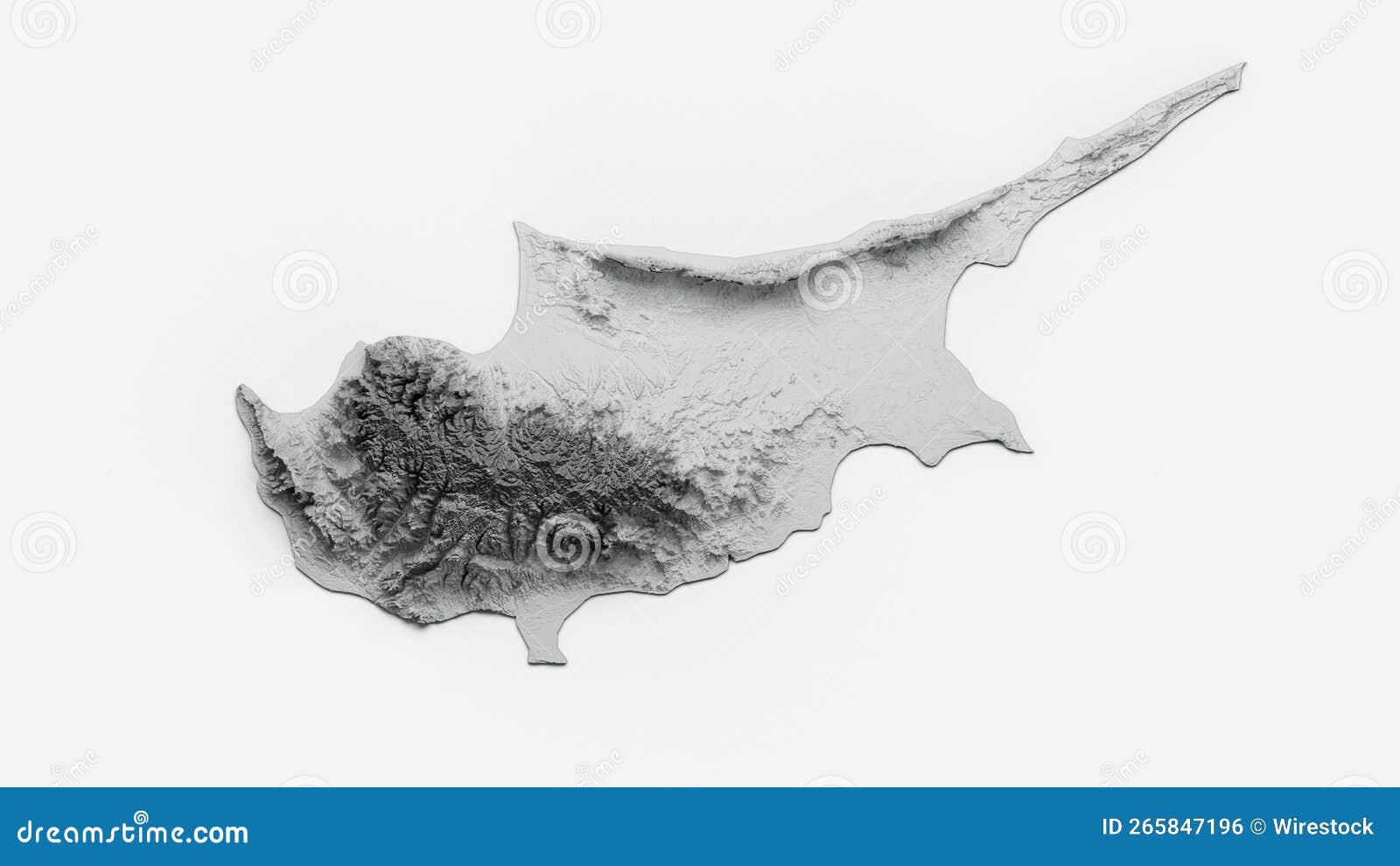3D Render of a Gray Cyprus Map Isolated on a White Background Stock ...