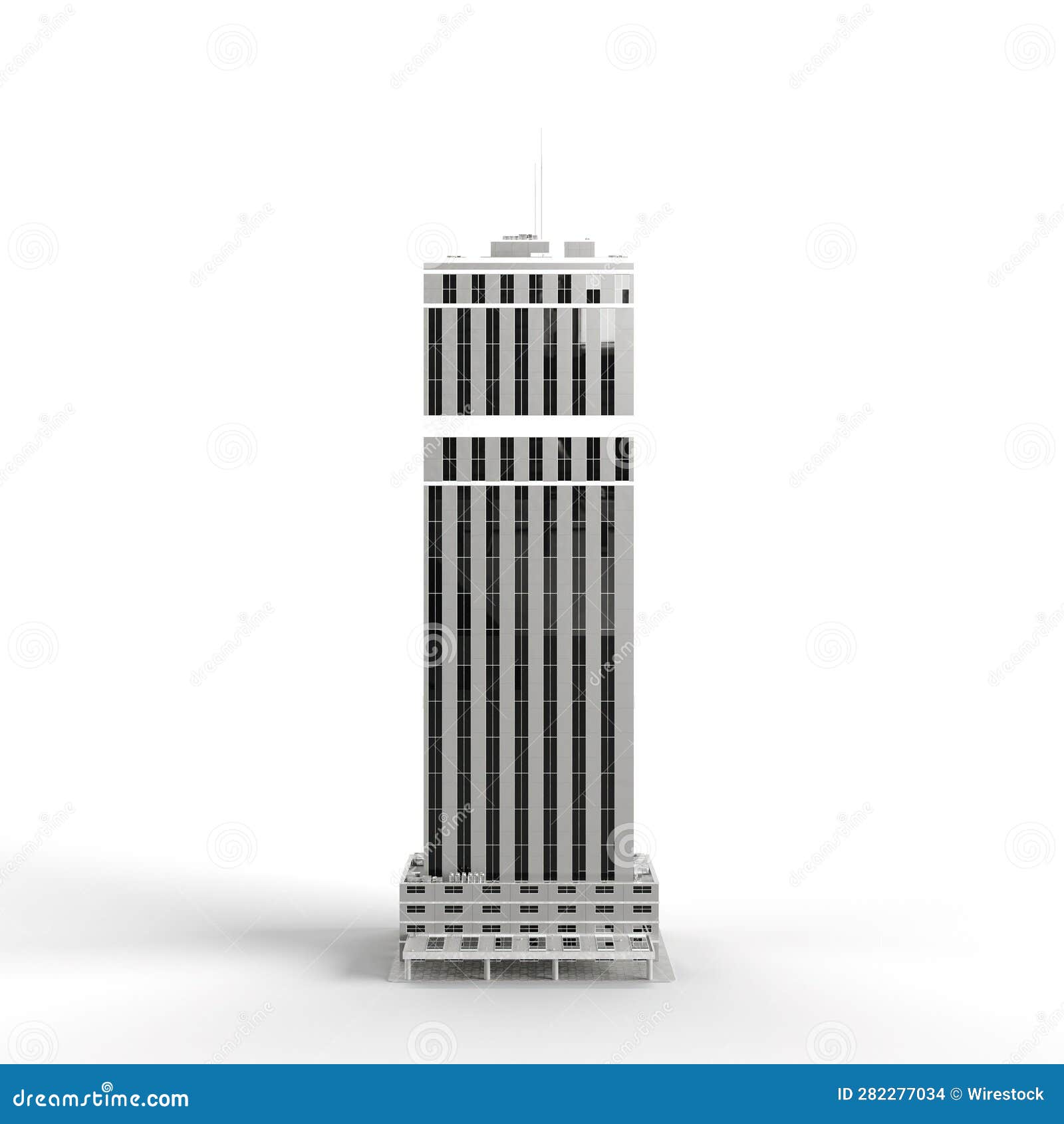 3D Render of a Gray Modern Building Isolated on the White Background ...