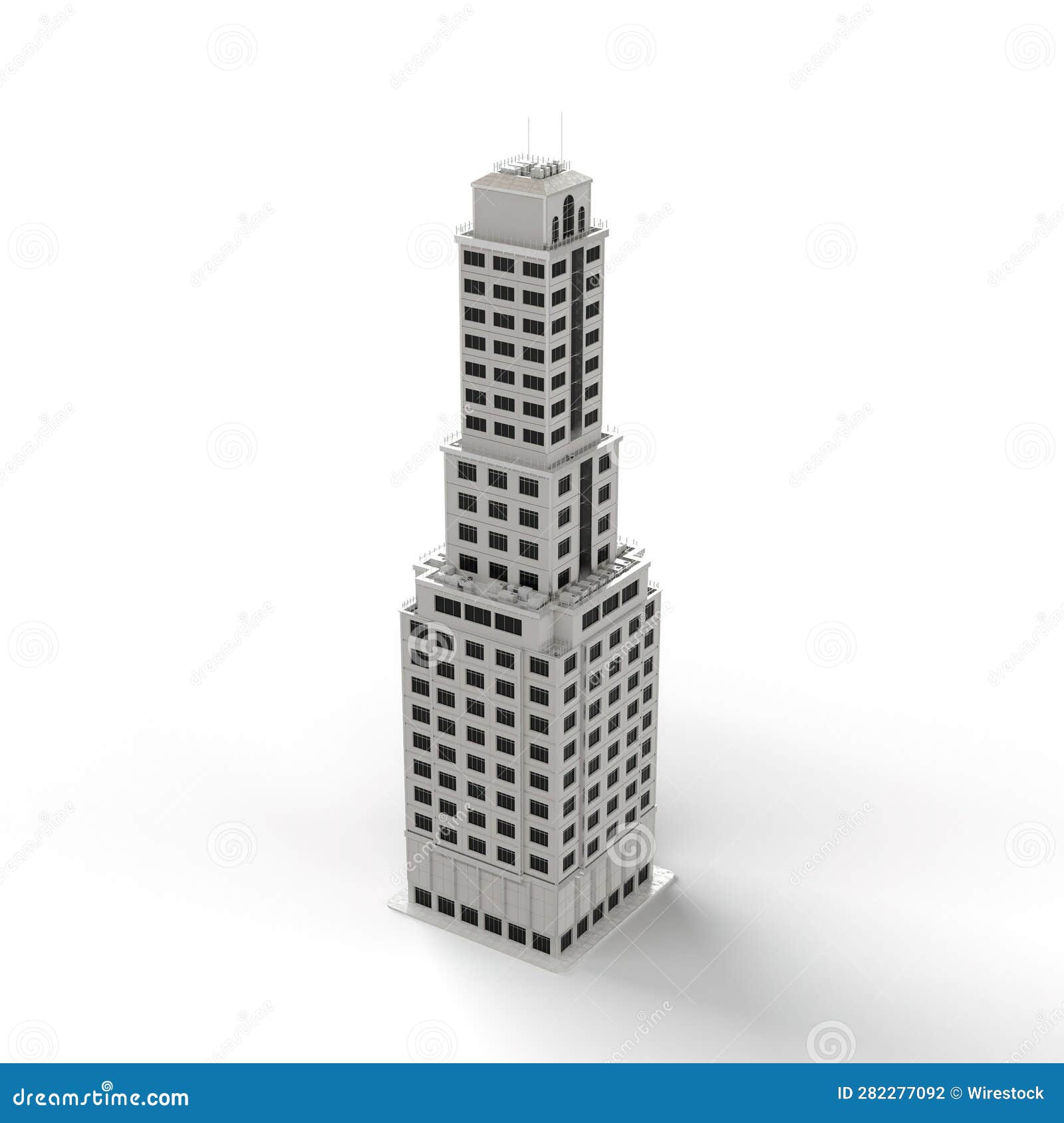 3D Render of a Gray Modern Office Building Isolated on the White ...
