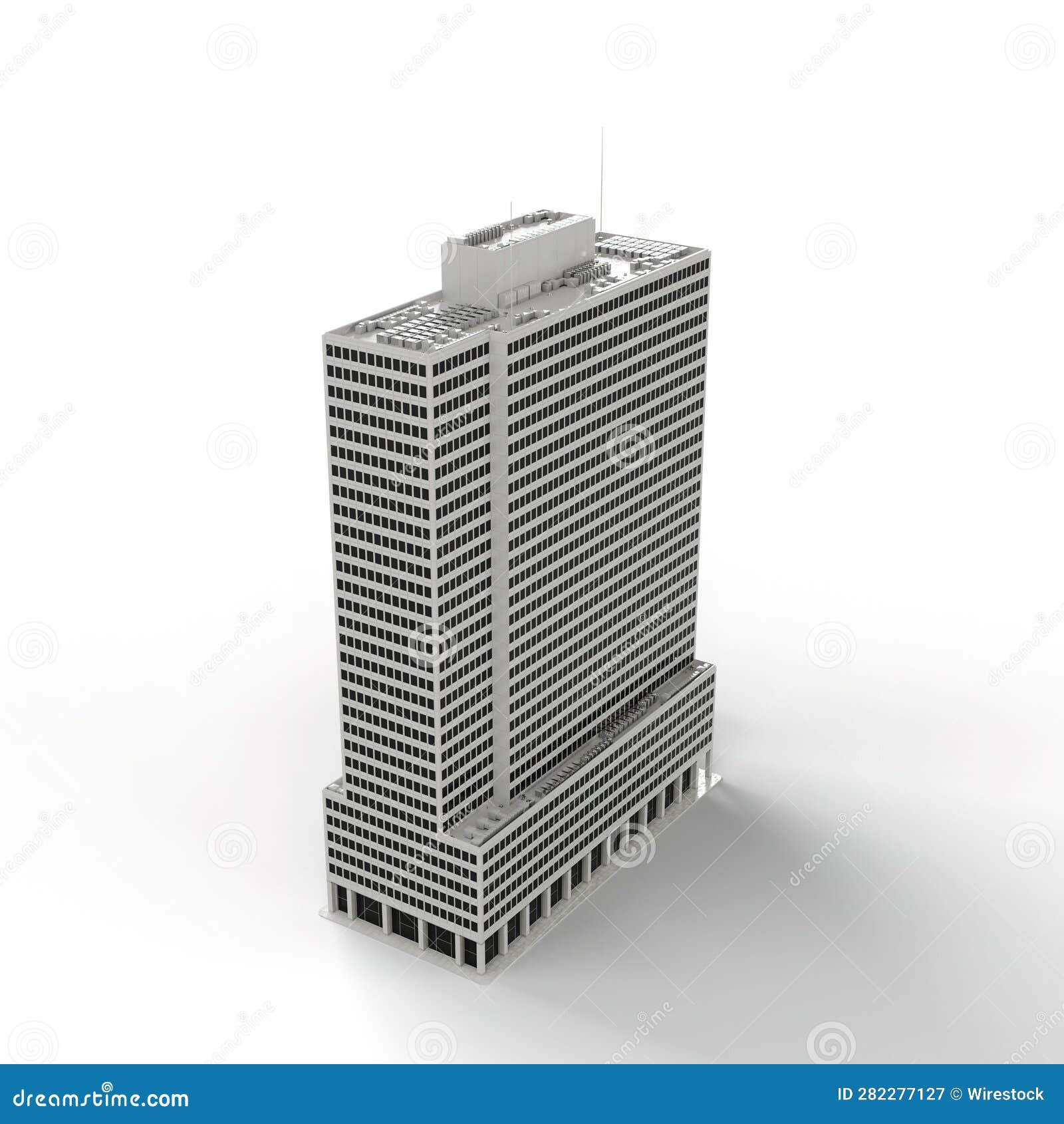 3D Render of a Gray Modern Office Building Isolated on the White ...