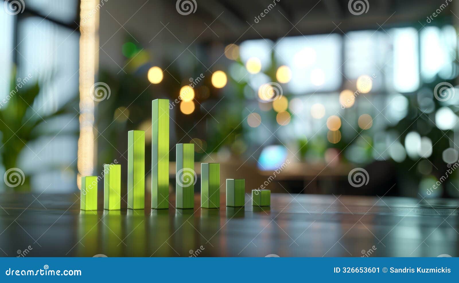 3d Render of Green Bar Graph. Generative AI. Stock Illustration ...