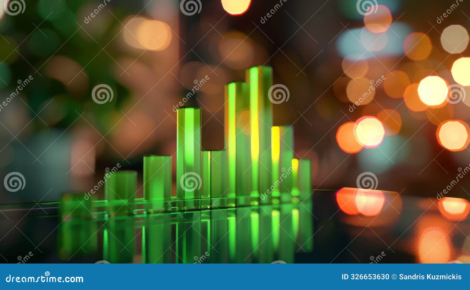 3d Render of Green Bar Graph. Generative AI. Stock Illustration ...