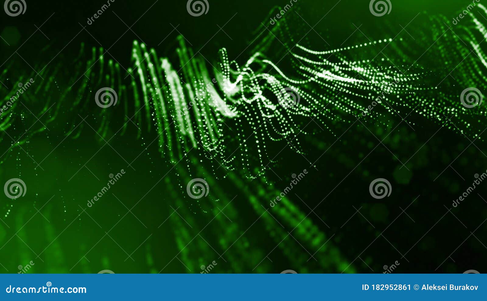 3d Render of Green Glow Particles in Air As Science Fiction of ...