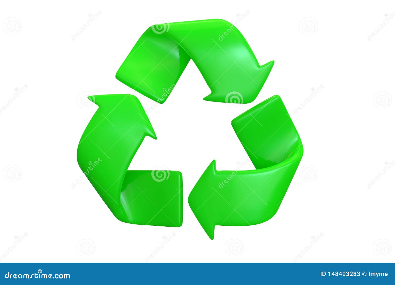 3D Render of Green Recycling Symbol Isolated on White Background Stock ...