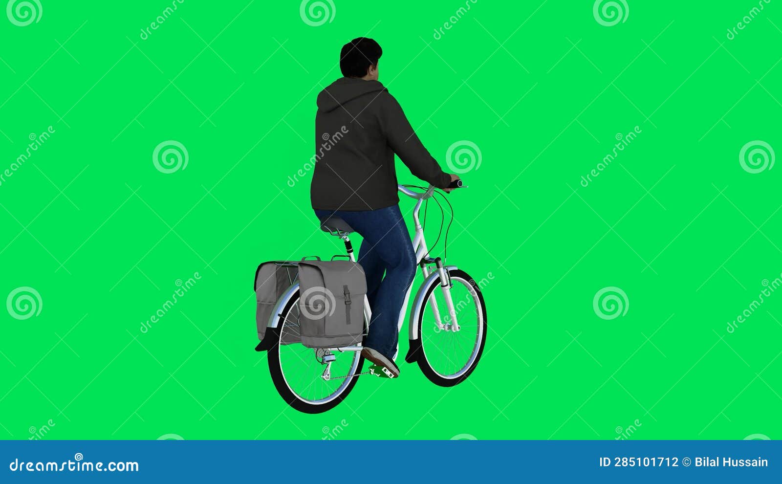Postman Riding a Bicycle in the Market from a Three-corner Angle Stock ...