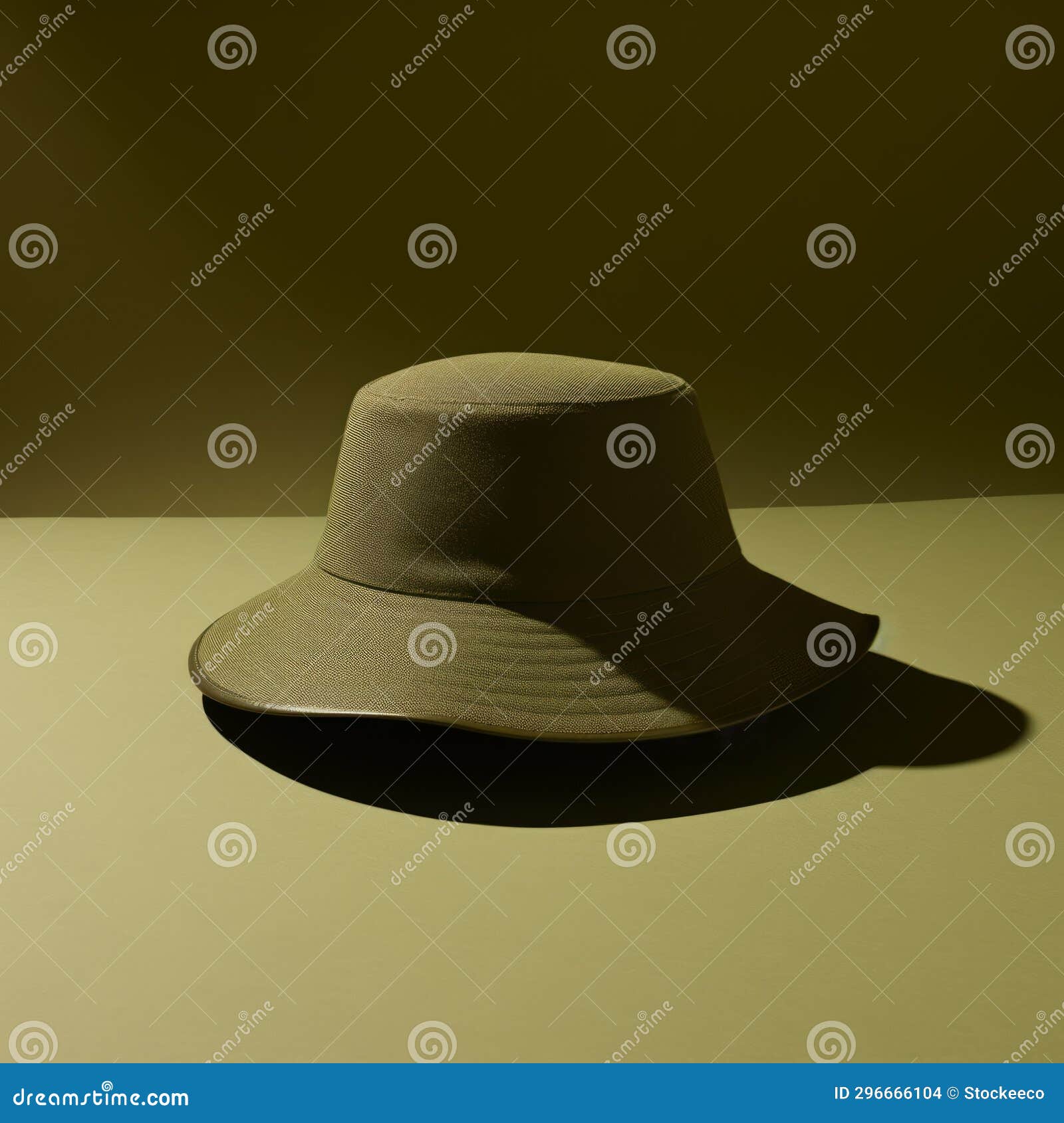 Minimalist Olive Bucket Hat with Subtle Shading Stock Illustration ...