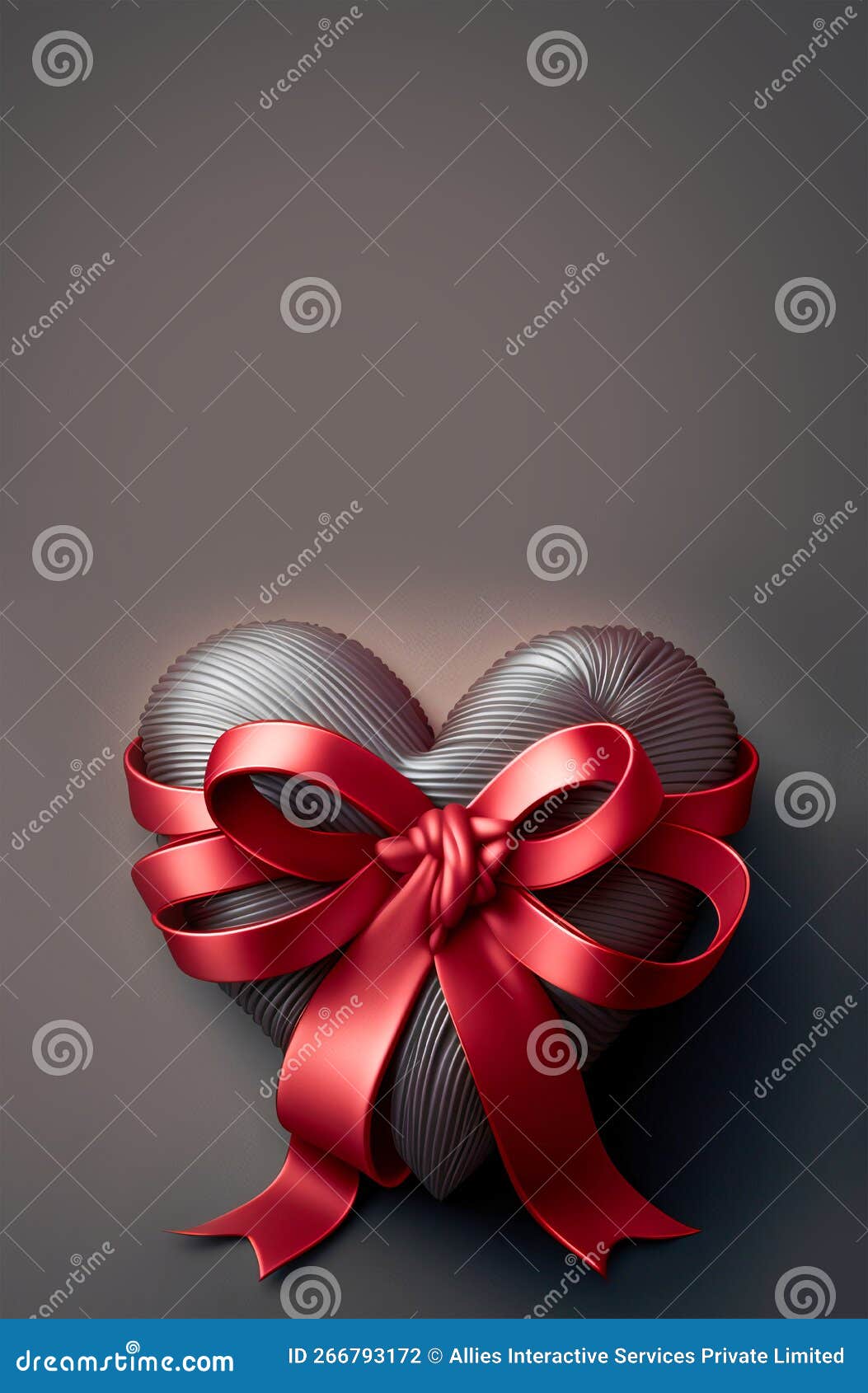 3D Render, Grey Heart Shape Wrapped with Red Silk Stock Illustration ...