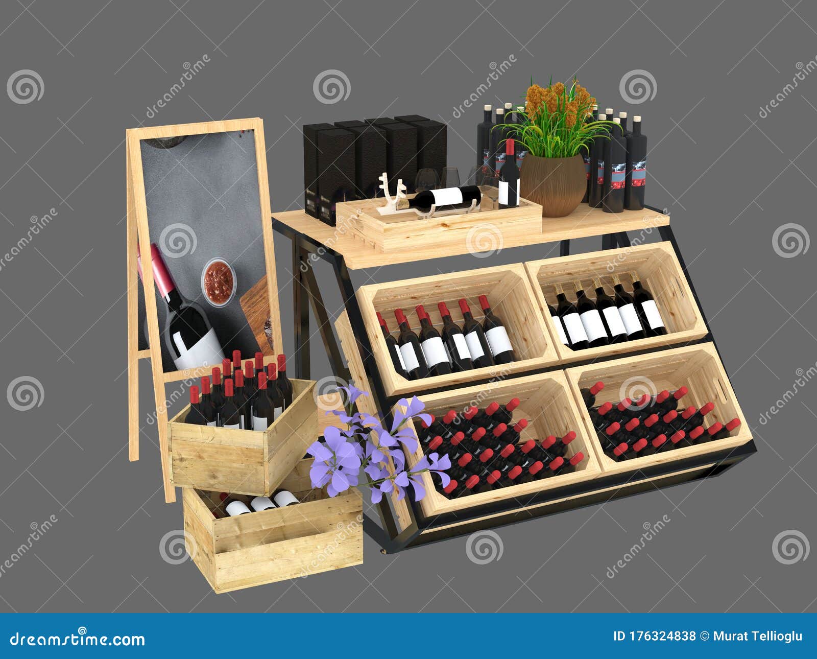 3d render of grocery store stock illustration. Illustration of business ...
