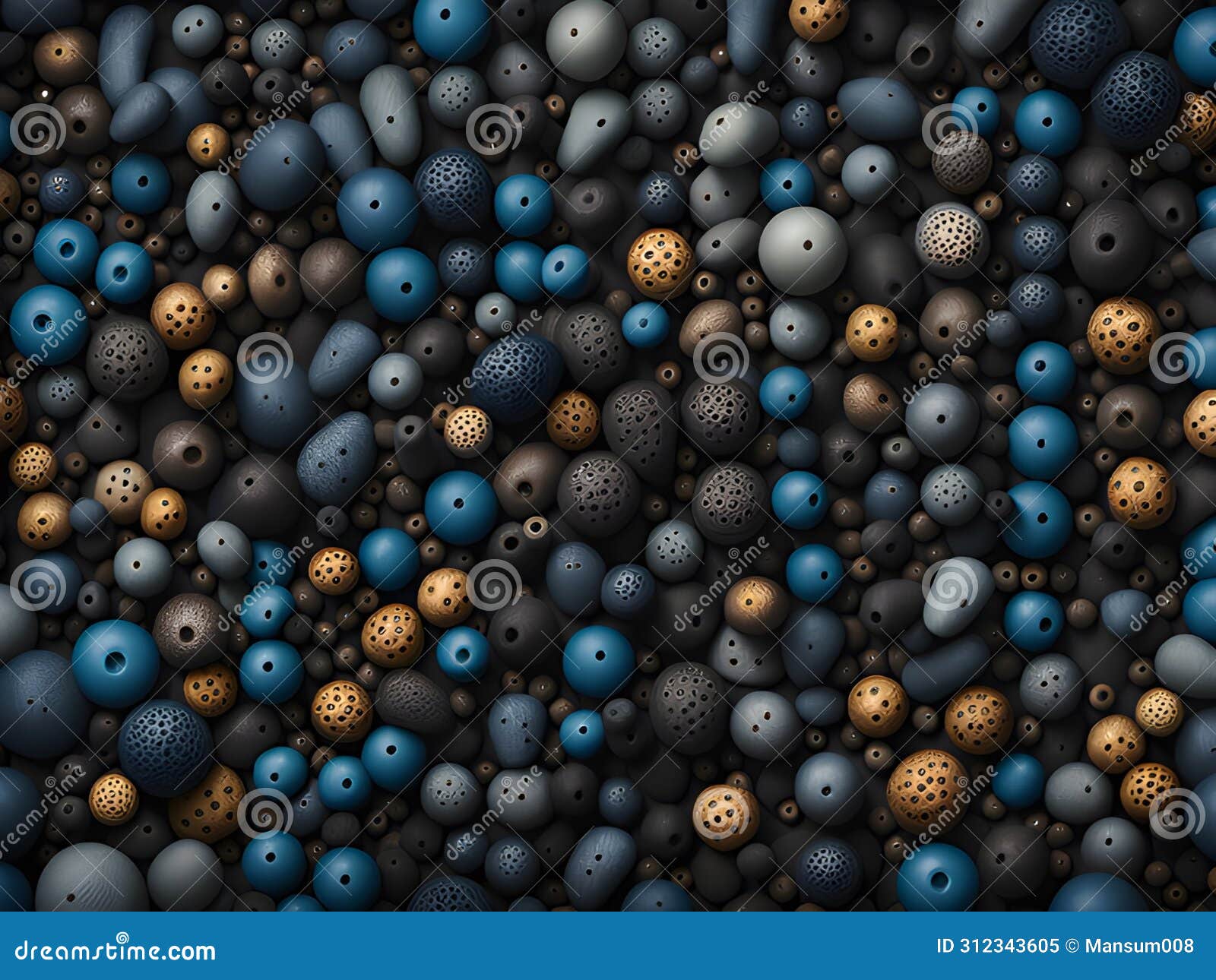 3d Render of a Group of Blue Balls on Black Background Stock ...