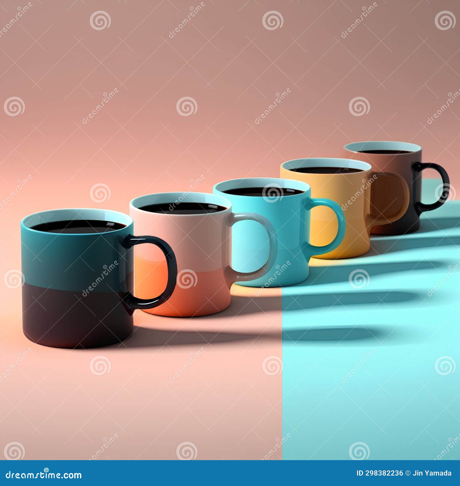 3d Render of a Group of Colorful Coffee Cups on a Background Stock ...